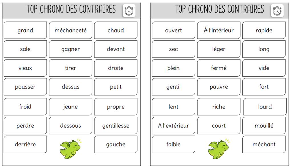 Jeux autour des contraires – L ecole de crevette