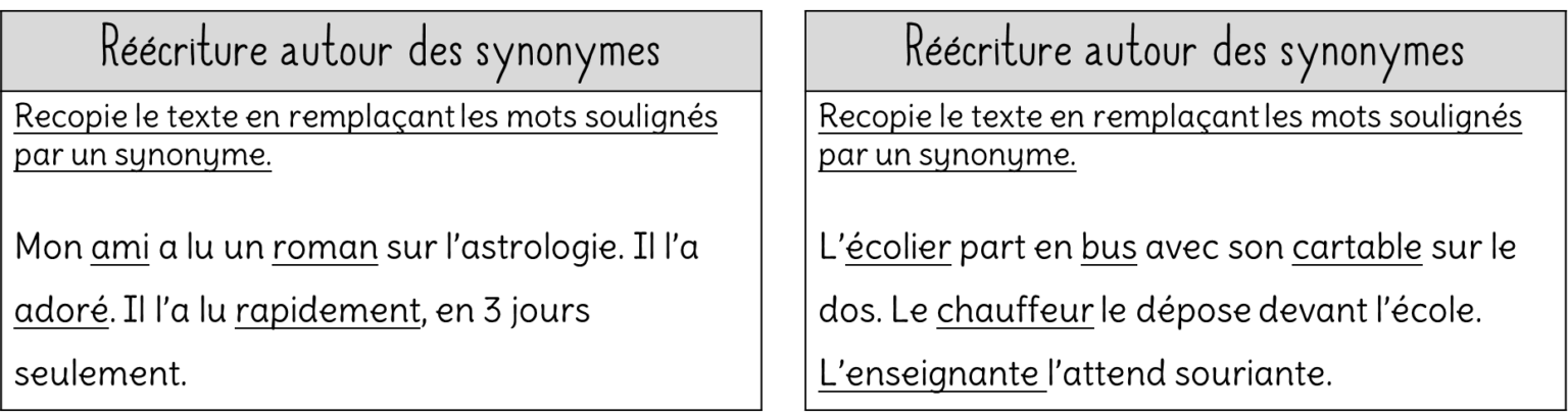 Jeux autour des synonymes – L ecole de crevette