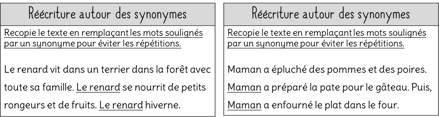 Jeux autour des synonymes – L ecole de crevette