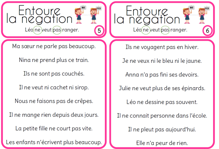 La phrase négative – L ecole de crevette